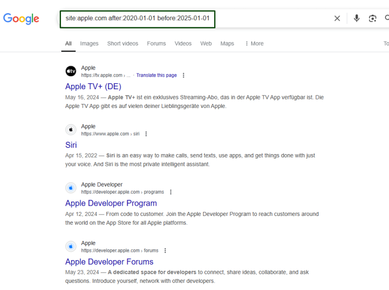 Understanding Google's Time Based Search Operators